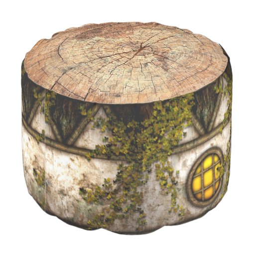 Tree Stump Fantasy Fairy Home Foot Stool Pouf | Zazzle