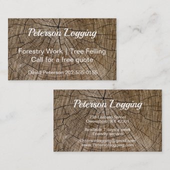 Tree Stump Logging Business Card | Zazzle
