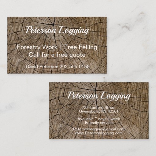 Tree Stump Logging Business Card | Zazzle