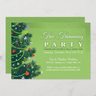 Tree Trimming Party Invitation - Green Tree | Zazzle