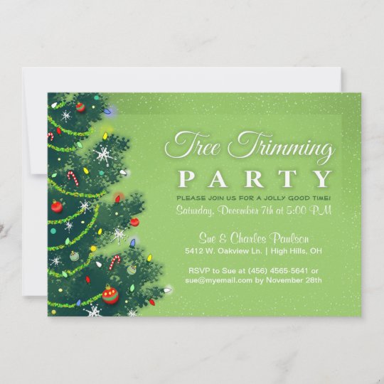 Tree Trimming Party Invitation - Green Tree | Zazzle.com