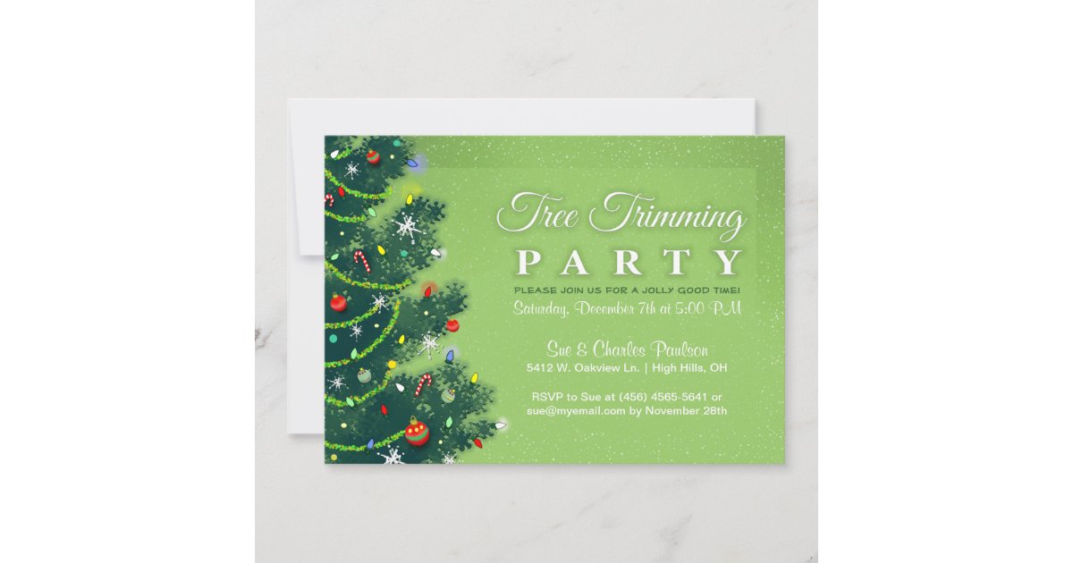Tree Trimming Party Invitation - Green Tree | Zazzle