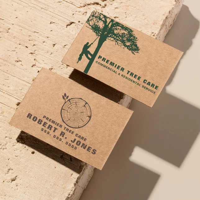 Tree Trimming Service Professional Arborist Logo Business Card | Zazzle