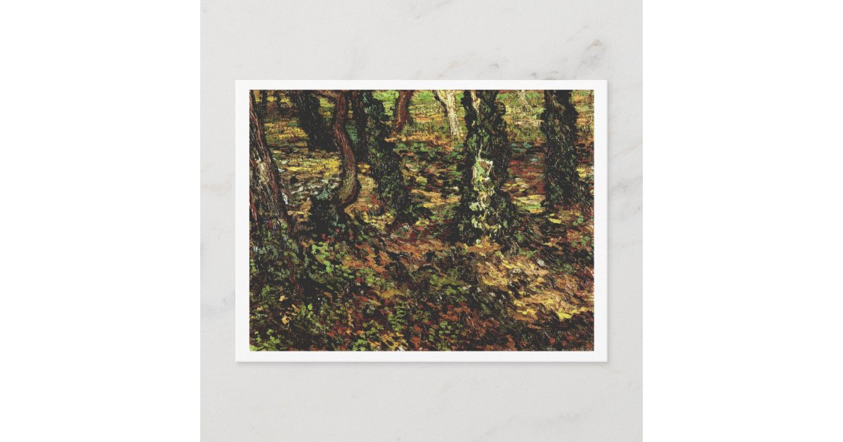 Tree Trunks with Ivy, Van Gogh Fine Art Postcard | Zazzle