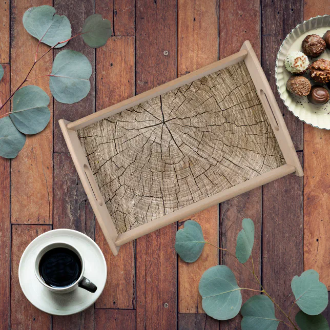 Tree Wood Texture Serving Tray | Zazzle