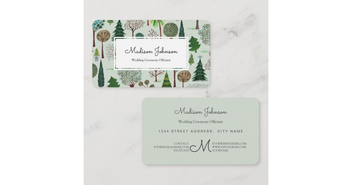 Trees Forest | Monogram Custom | Business Cards | Zazzle