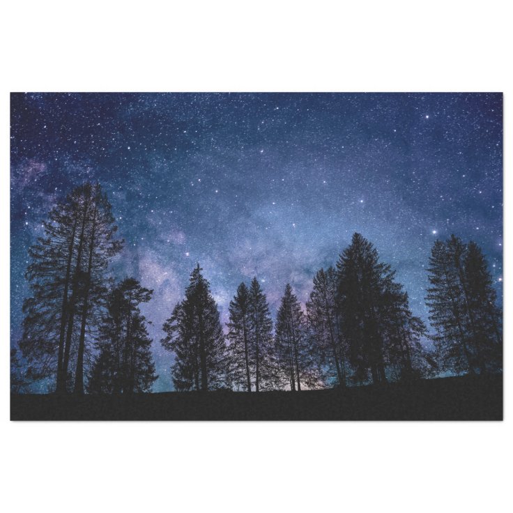 Trees Forest Night Sky Decoupage Tissue Paper | Zazzle