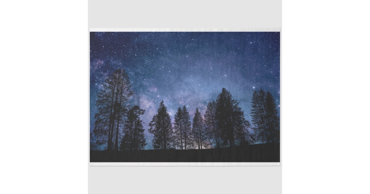 Trees Forest Night Sky Decoupage Tissue Paper | Zazzle