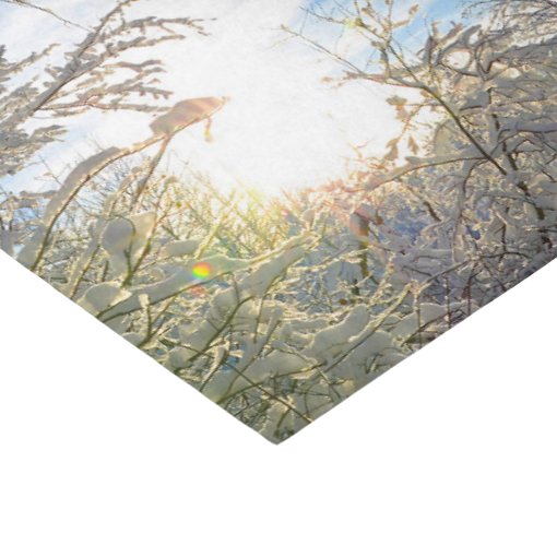 Trees Winter Snow Covered Blue Sky Clouds Scenery Tissue Paper | Zazzle