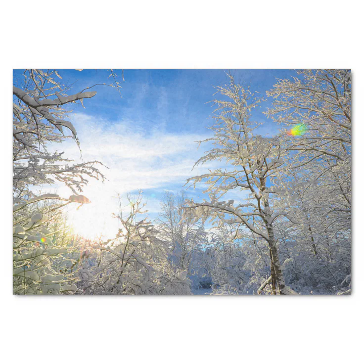 Trees Winter Snow Covered Blue Sky Clouds Scenery Tissue Paper | Zazzle