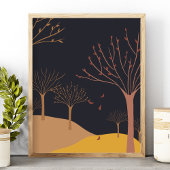 Trees With Falling Leaves Autumn Landscape Poster | Zazzle