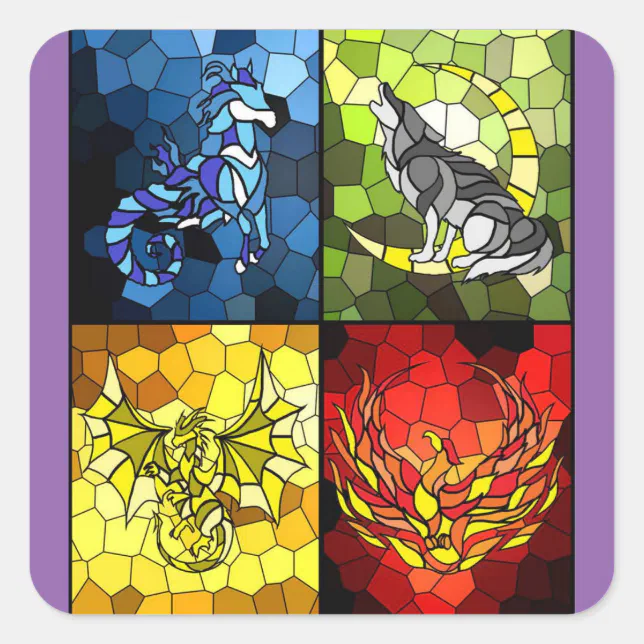 Trefoil Academy Emblem Of the 4 Houses Square Sticker | Zazzle