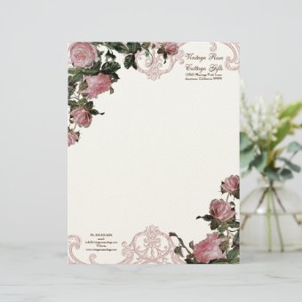 Trellis Rose Vintage Swirl Stationery Letterhead | Zazzle