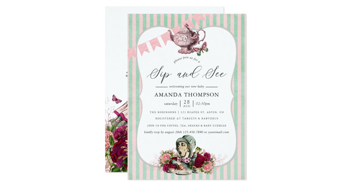 Trend Alice In Wonderland Tea Party Sip and See Invitation | Zazzle.com