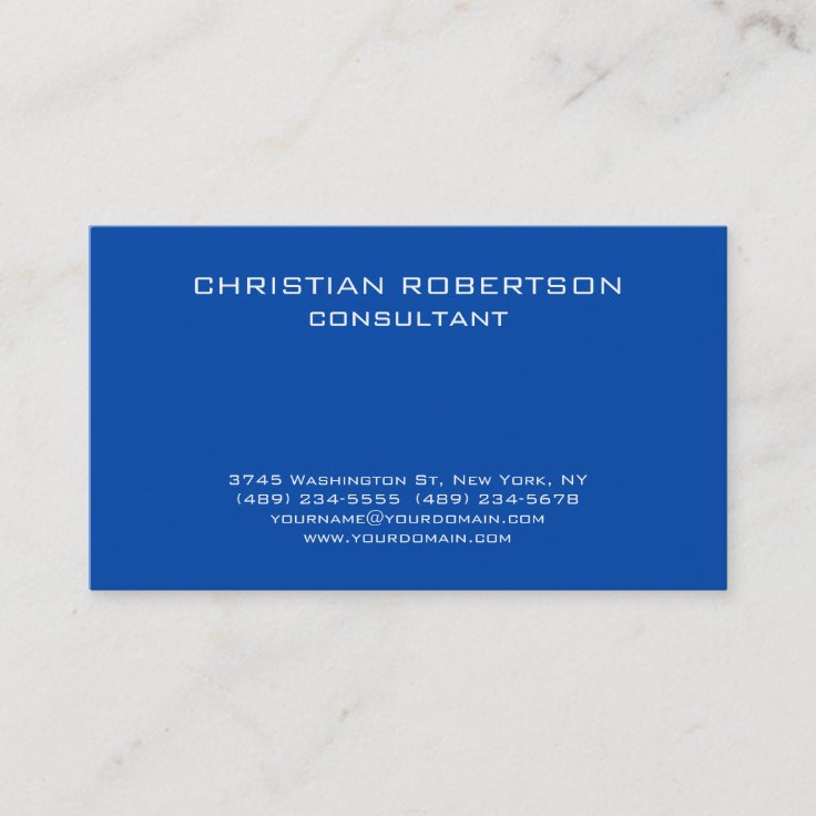 Trend Cobalt Blue White Professional Business Card | Zazzle