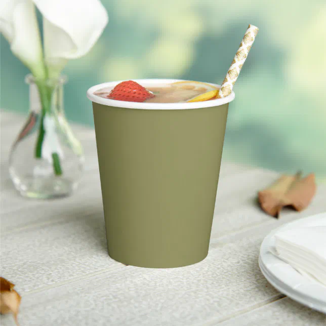 Trend Color - Olive Green Paper Cups | Zazzle