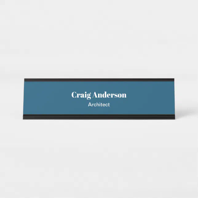 Trend Professional Plain Modern Elegant Ocean Blue Desk Name Plate | Zazzle