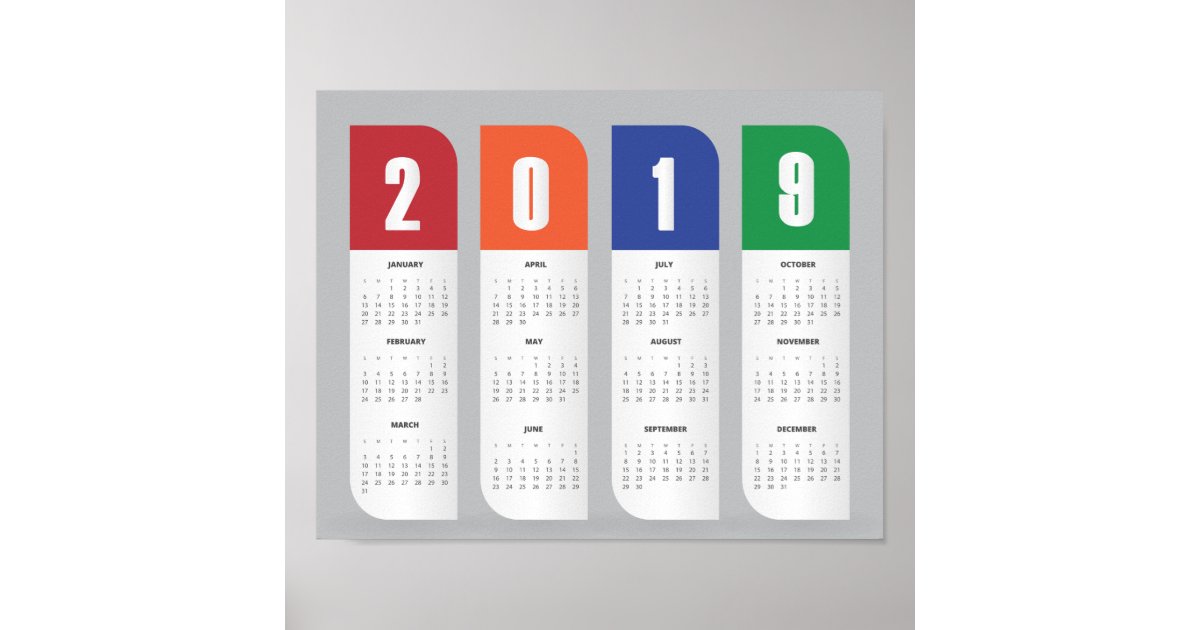 Trendy 2019 Calendar Poster | Zazzle