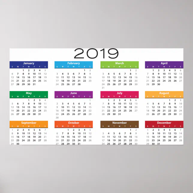 Trendy 2019 Calendar Poster | Zazzle