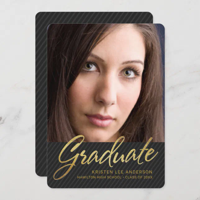Trendy 2019 Graduation Sophisticated Stripes Photo Invitation | Zazzle