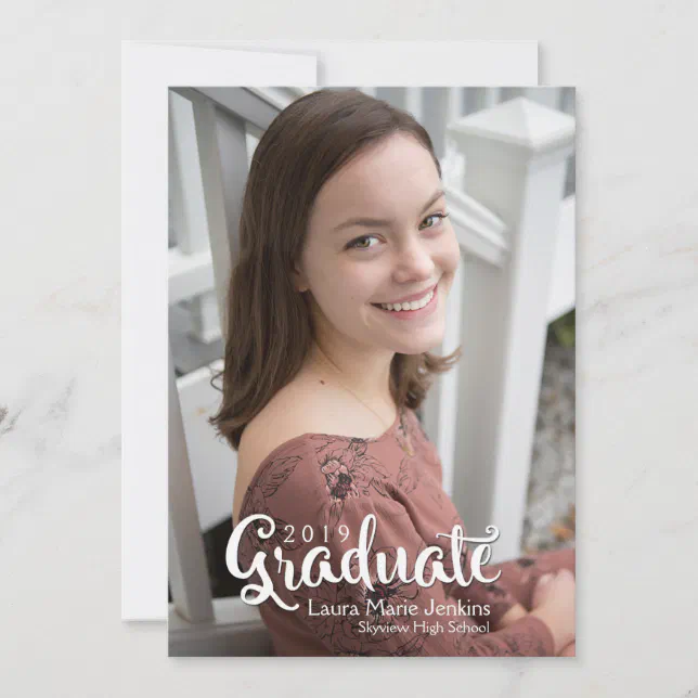 Trendy 2019 Script Graduation Photo Invitation | Zazzle