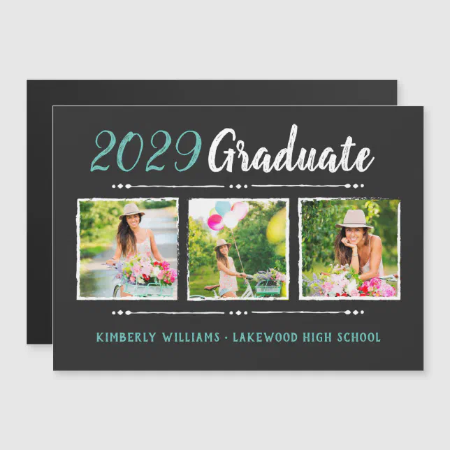 Trendy 3 Photo Collage Graduation Announcements | Zazzle