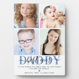 Trendy 4 Insta Photo Collage 'Best Daddy Ever' Plaque | Zazzle