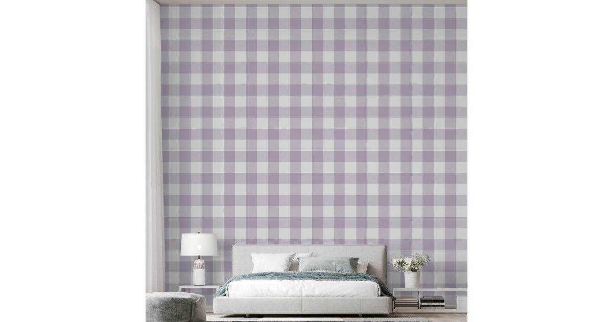 Trendy 6" Light Purple Gingham Buffalo Check Wallpaper | Zazzle