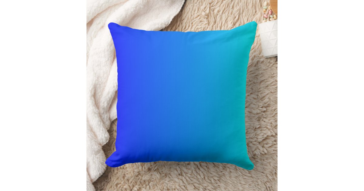 Trendy Abstract Aqua and Blue Gradient Throw Pillow | Zazzle