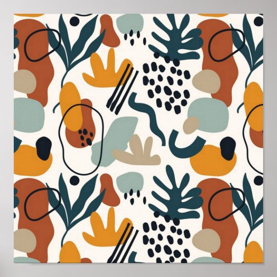 Trendy Abstract Art Unique Shapes Poster | Zazzle.com