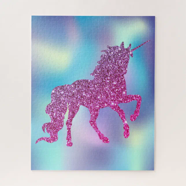 Trendy Abstract Glitter Unicorn Jigsaw Puzzle | Zazzle
