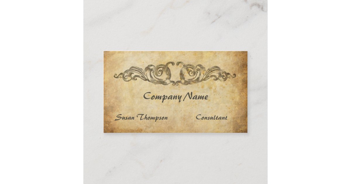 Trendy Aged Paper Medieval Design Business Card | Zazzle
