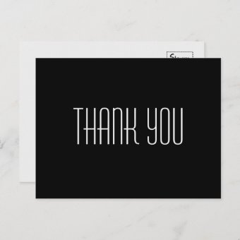 Trendy and Inexpensive Black Thank You Postcard | Zazzle