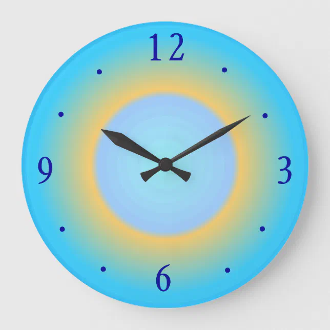 Trendy Aqua Blue Yellow> Modern Wall Clock | Zazzle