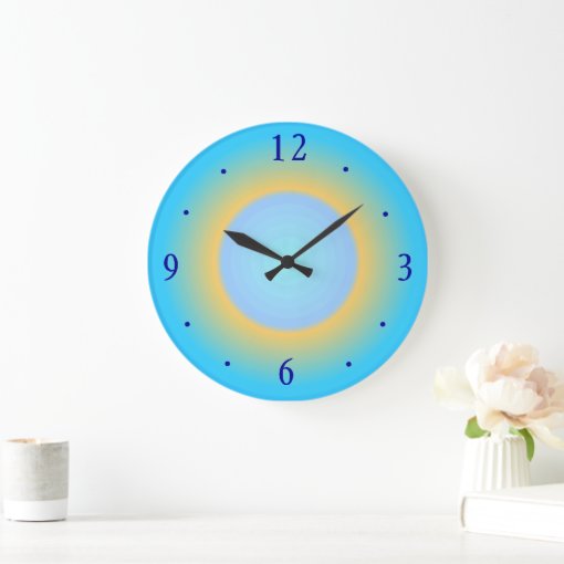 Trendy Aqua Blue Yellow> Modern Wall Clock | Zazzle