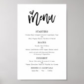 Trendy Artsy Script Text Only Wedding Menu Poster | Zazzle