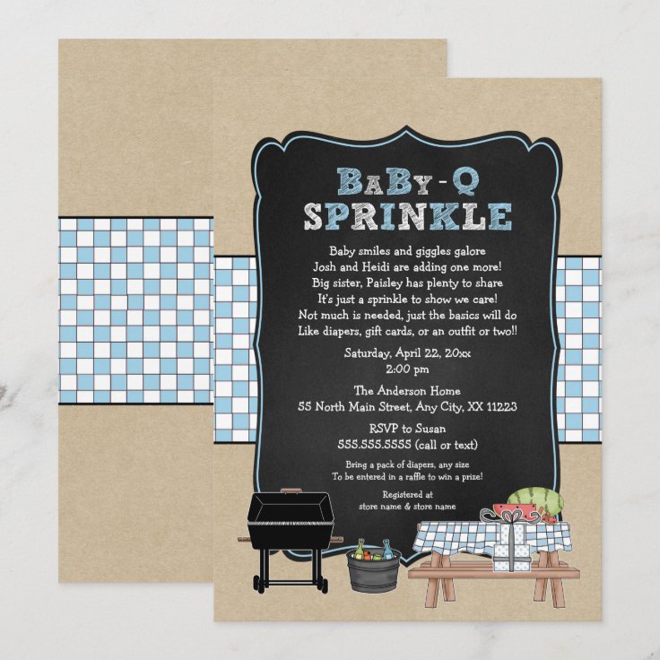 Trendy Baby Q Sprinkle for boy baby shower Invitation | Zazzle