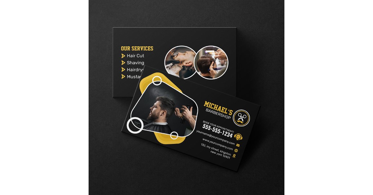 Trendy Barbershop Hair Styling Barber Shop Haircut Business Card | Zazzle