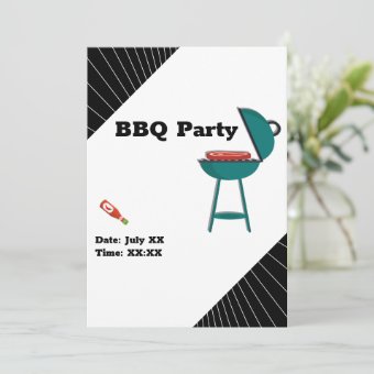 Trendy BBQ Barbecue Backyard Potluck Party Invitation | Zazzle