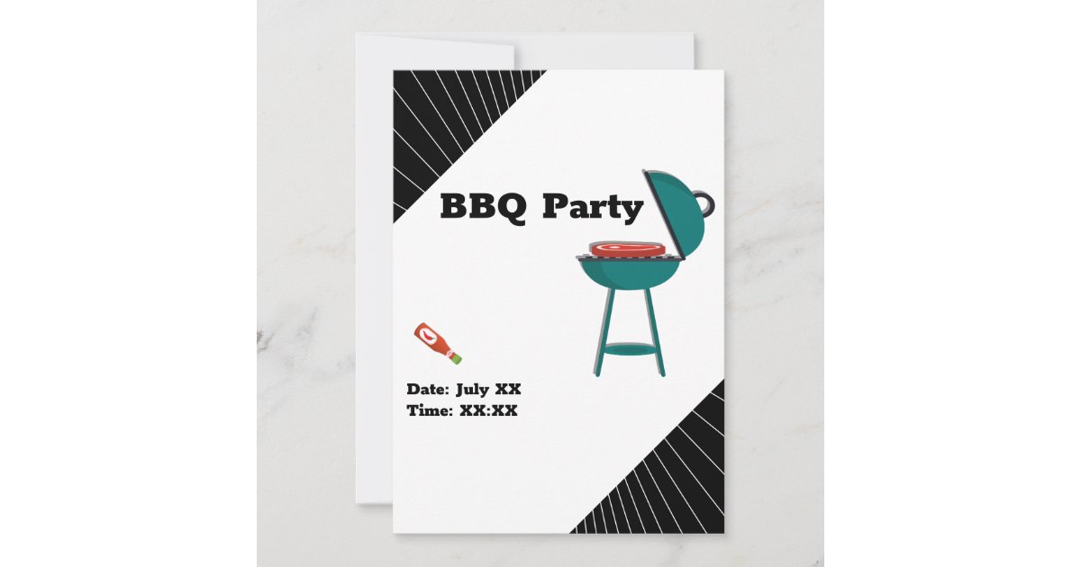 Trendy BBQ Barbecue Backyard Potluck Party Invitation | Zazzle