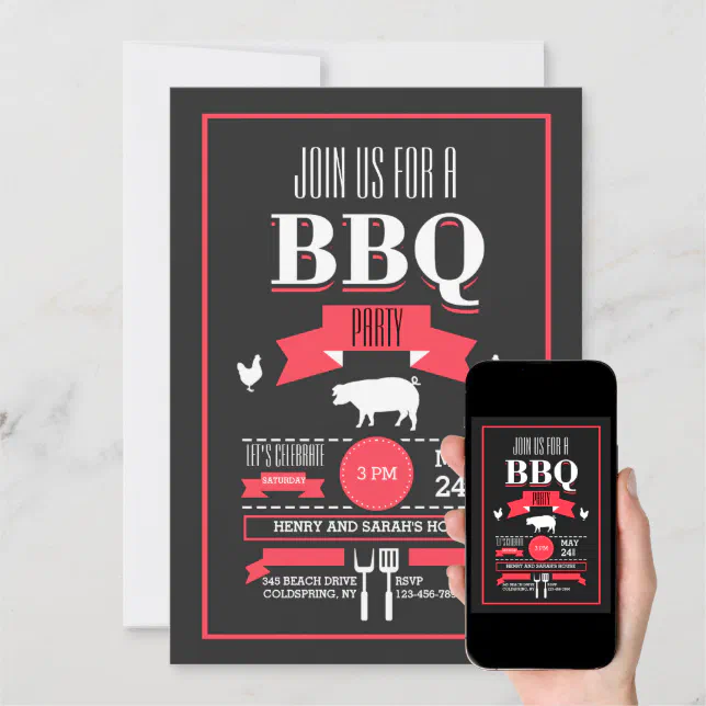 Trendy BBQ Invitation | Zazzle