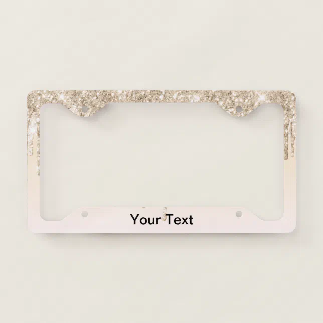 Trendy Beige Glitter Drips Graphic License Plate Frame | Zazzle