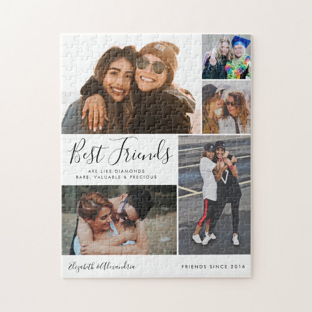 Trendy Best Friends Collage BFF Besties Chic Quote Jigsaw Puzzle | Zazzle