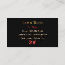 Trendy Black And Gold Leopard Print Red Ribbon Business Card | Zazzle