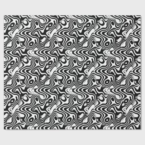 Trendy Black and White Abstract Swirls Pattern Wrapping Paper | Zazzle