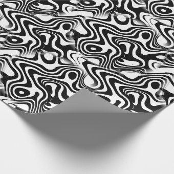 Trendy Black and White Abstract Swirls Pattern Wrapping Paper | Zazzle