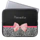 Trendy Black And White Leopard Print Pink Ribbon Laptop Sleeve | Zazzle