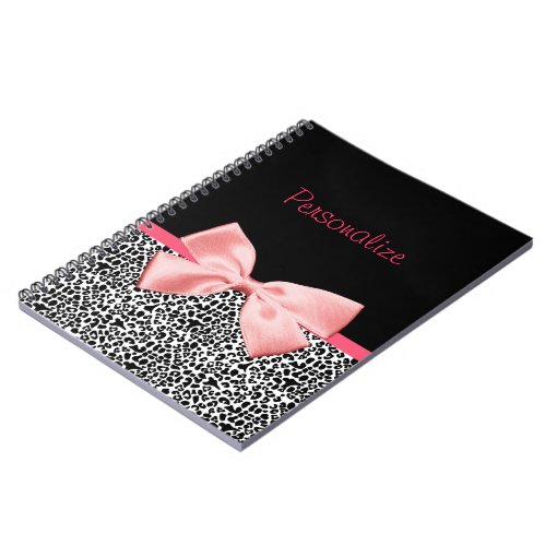 Trendy Black And White Leopard Print Pink Ribbon Notebook | Zazzle