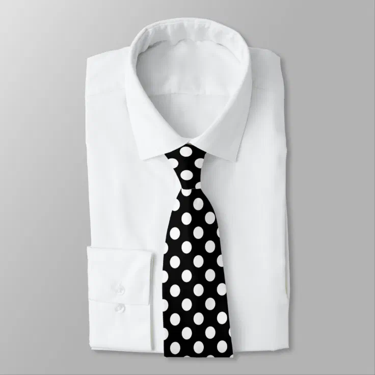 Trendy Black and White polka dots pattern Tie | Zazzle