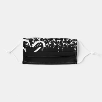 Trendy Black and White Pretty Heart Dripping Drips Adult Cloth Face ...